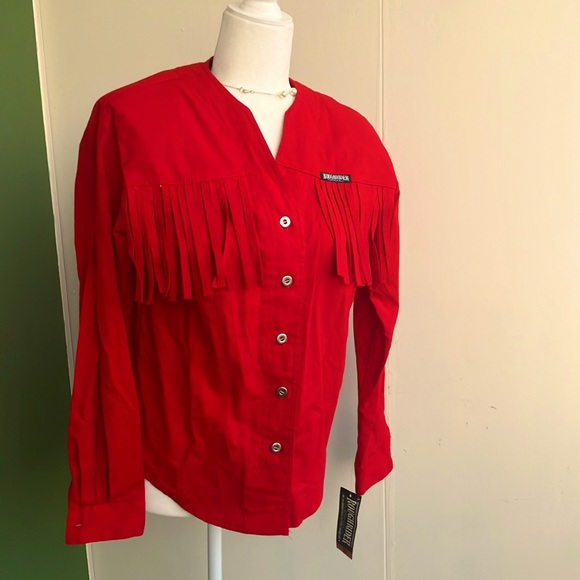 Vintage | Tops | Vintage 8s 90s Deadstock Roughrider Red Fringe Button ...